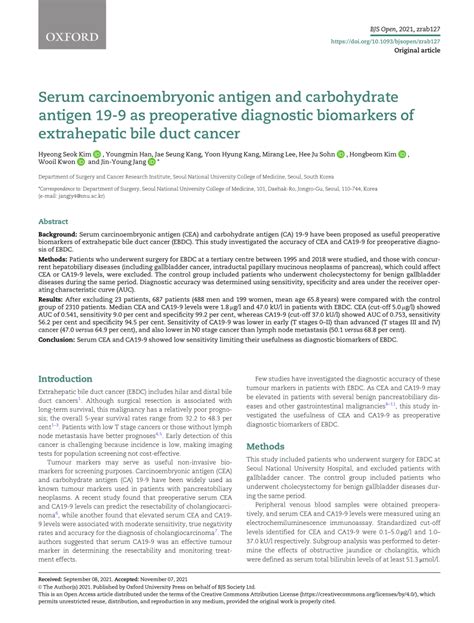 Pdf Serum Carcinoembryonic Antigen And Carbohydrate Antigen 19 9 As
