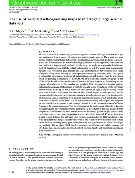 Pdf The Use Of Weighted Self Organizing Maps To Interrogate Large Seismic Data Sets