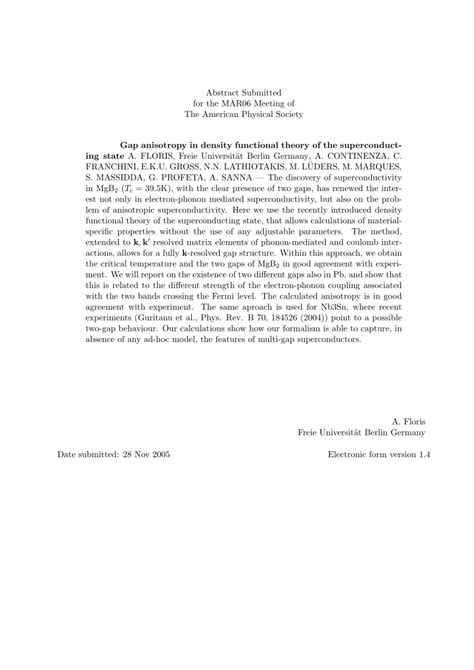 Pdf Gap Anisotropy In Density Functional Theory Of The Superconducting State