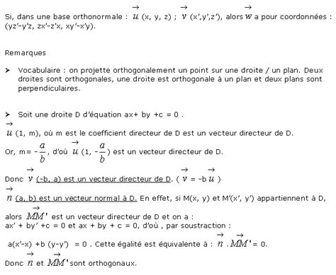 Fiches de Cours Lycée Maths Produit scalaire et produit vectoriel