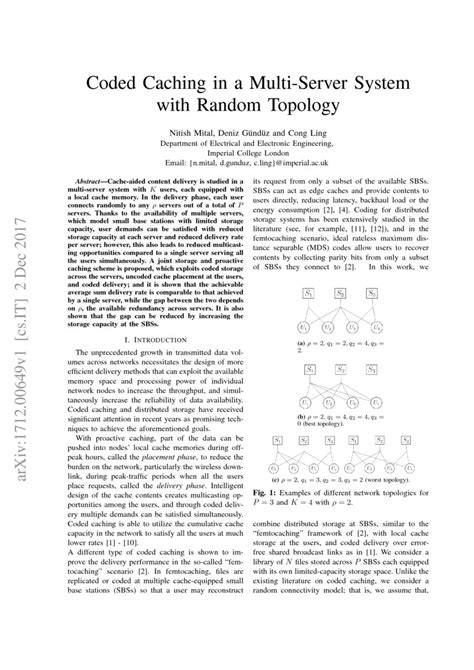Coded Caching In A Multi Server System With Random Topology Deepai
