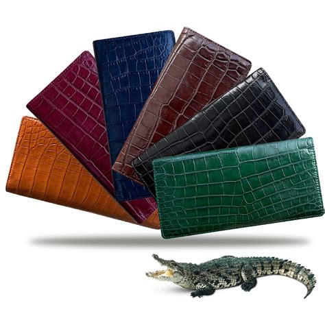 Genuine Black Alligator Leather Double Side Long Wallet Purse For Men