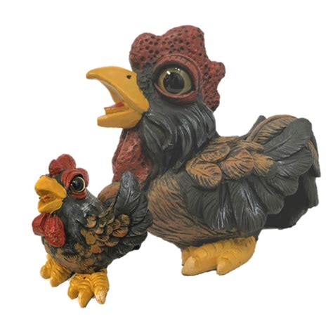 Homestyles Country Critters Rooster Lucky And Jr Whimsical Garden