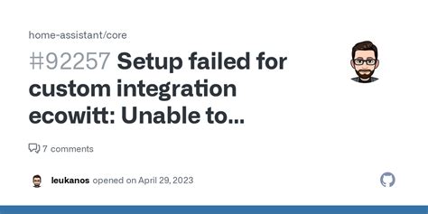 Setup Failed For Custom Integration Ecowitt Unable To Import Component · Issue 92257 · Home