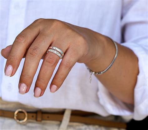 انگشتر نقره زنانه ایتالیایی ترکیب کینگ باریک و دامبله ساده ۳ میل