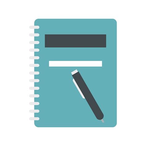 Cuaderno Con Icono De Lápiz En Estilo Plano Aislado Sobre Fondo Blanco