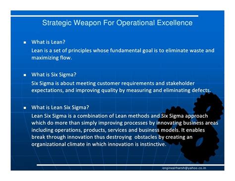 Operational Excellence Through Lean And Six Sigma