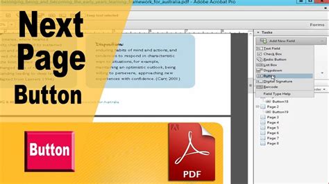 How To Create Next Page Button In PDF Document By Using Adobe Acrobat