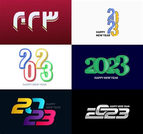 Free Vector Big Set Of 2023 Happy New Year Logo Text Design 2023