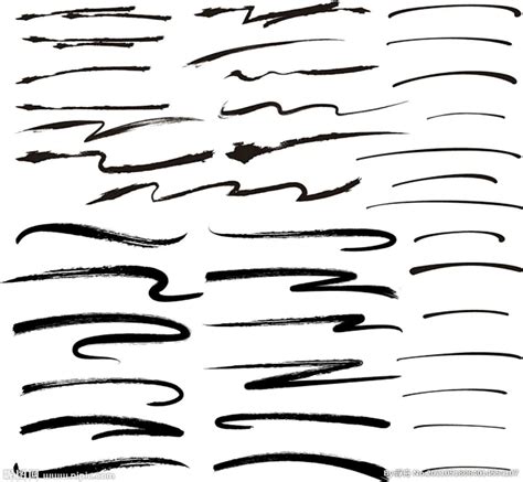 毛笔水墨笔迹与分割线 花瓣网