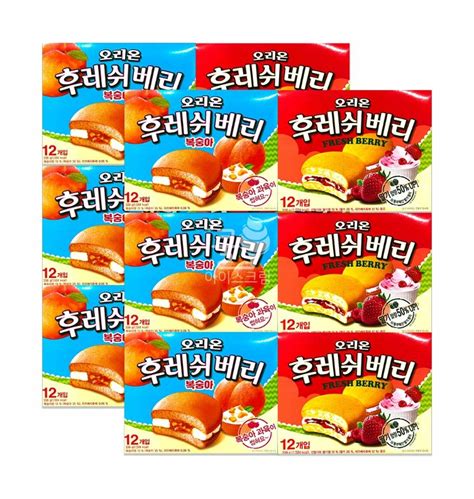 6개 비스킷 후레쉬베리복숭아 샌드 파이 2종세트 티몬