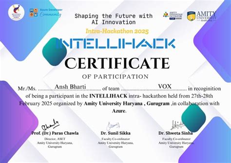 Thrilled To Be Part Of Intellihack Intra Hackathon 2025 Organized By