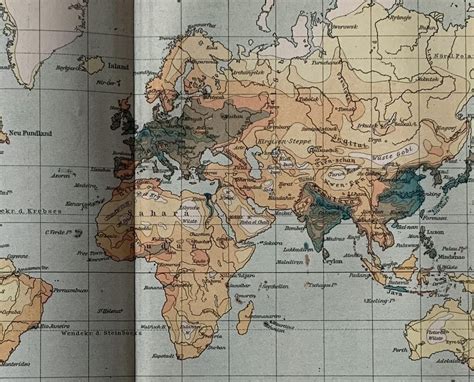 World Geogr Orig 1895 Antique Map Of World Population Density Etsy