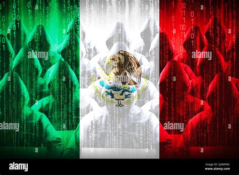 Anonymous Hooded Hackers Flag Of Mexico Binary Code Cyber Attack