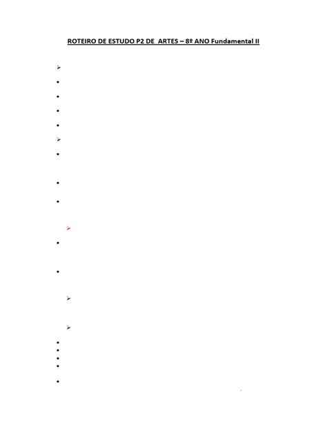 Roteiro De Estudo P2 Artes 8ºanofund2 Pdf