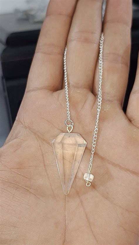 Genuine Clear Crystal Pendulumpolished Gemstone Necklacehealing
