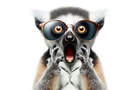 Premium Photo Surprised Portrait Lemur Wear Sunglasses On A White
