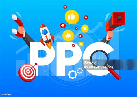 클릭당 지불 개념 광고 버튼을 클릭하여 지불합니다 Ppc 사업 Cpc 광고 기술 후원 목록 비즈니스 홍보를위한 마케팅 전략 벡터