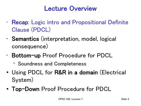 Propositional Definite Clause Logic Syntax Semantics R R And Proofs