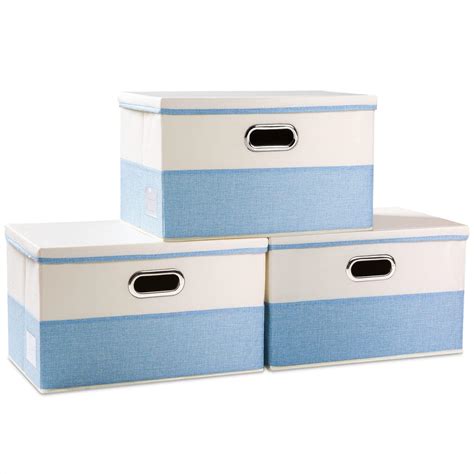 Prandom Large Foldable Storage Boxes With Lids 3 Pack Fabric Collapsible Storage Bins