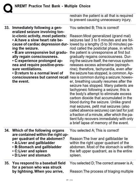 Nremt Practice Test Bank 4q Multiple Choice 17 Pdf Liver Heart