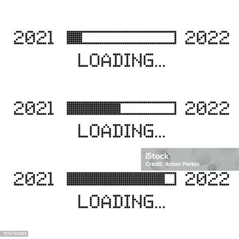 白い背景に 2022 年の読み込みを示すピクセル化された進行状況バーを設定しますベクトル 2021年のベクターアート素材や画像を多数ご用意