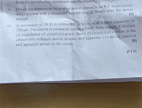 Form For An Inductive Circuit And State The Meaning Oveacnjumb Obtain T