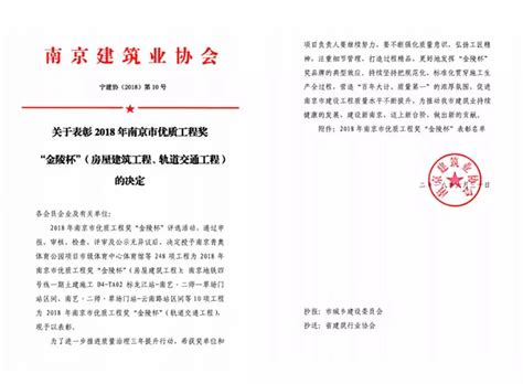 【工程】公司南京地铁4号线机电项目荣获“金陵杯”称号