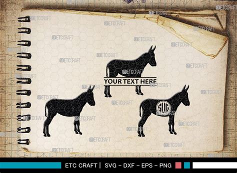 Donkey Monogram Donkey Silhouette Donkey Svg Ass Svg Farm Animal