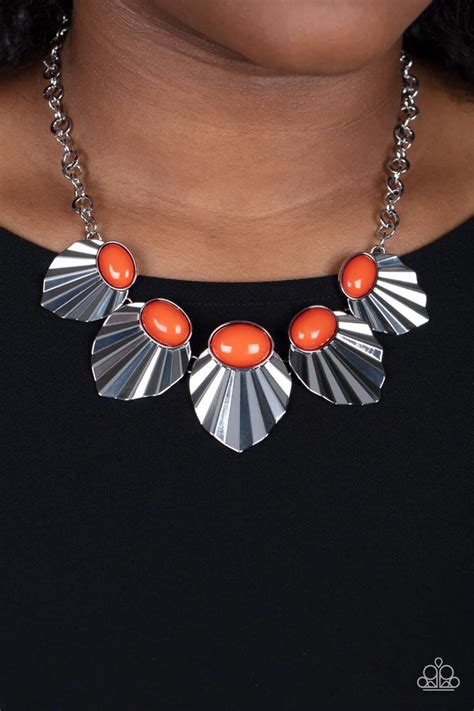 Paparazzi Fearlessly Ferocious Orange Necklace A Finishing Touch