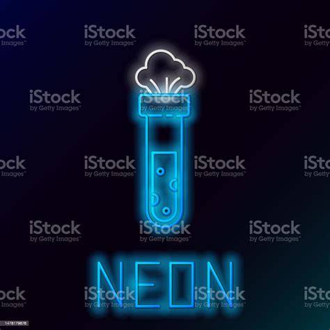 빛나는 네온 라인 테스트 튜브와 검은 배경에 고립 된 플라스크 화학 실험실 테스트 아이콘 실험실 유리 제품 기호 다채로운 개요 개념 벡터 개발에 대한 스톡 벡터 아트 및