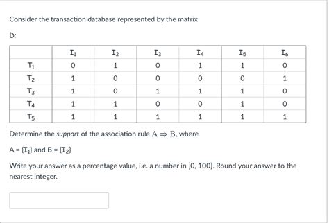 Solved Consider The Transaction Database Represented By The