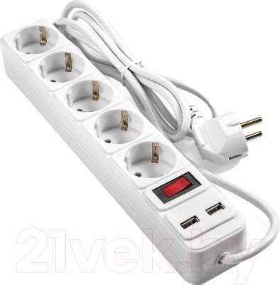 ExeGate SP-5-USB-1.8W (1.8м, 5 розеток, белый) Сетевой фильтр купить в ...