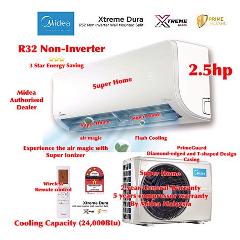 Midea 2 5hp R32 Non Inverter Aircond MSXD 24CRN8 Midea Xtreme Dura