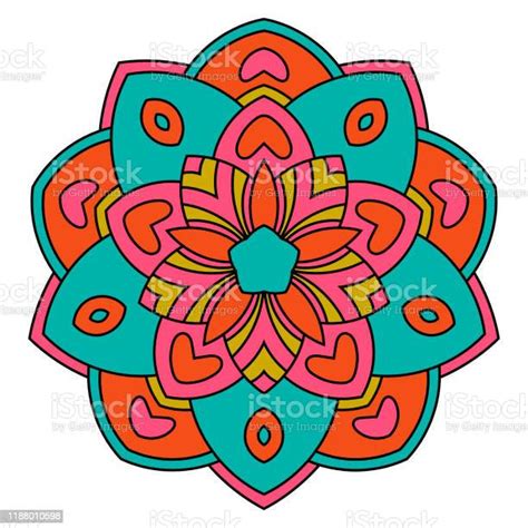 개요 만다라 흰색 배경에 고립 장식 라운드 낙서 꽃입니다 기하학적 원 요소입니다 벡터 그림입니다 다중 색상에 대한 스톡 벡터