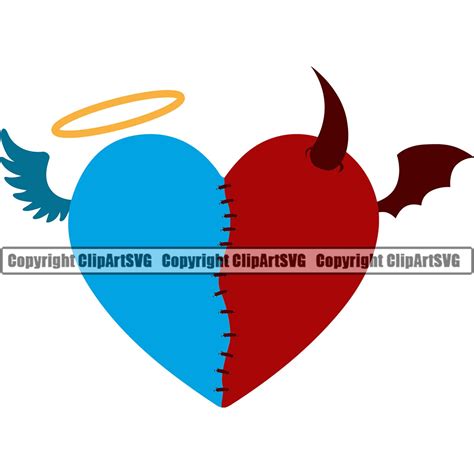 Heart Angel Devil Wings Halo Horn Love Hate Symbol Angel Etsy España