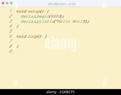 Arduino Language Hello World Program Sample In Editor Window Illustration Stock Vector Image