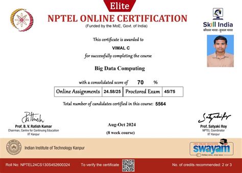 Vimal Chinnasamy On Linkedin Bigdata Nptel Datascience Upskilling