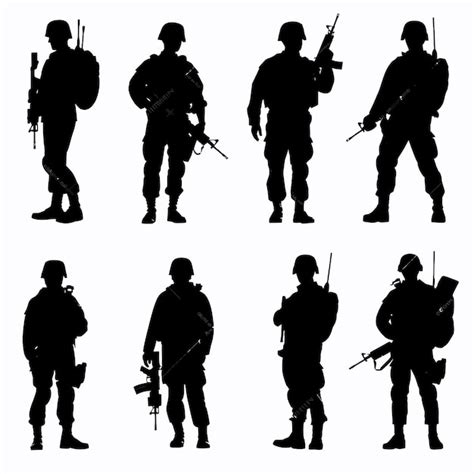 Silhueta De Soldado Do Exército Vetor Premium