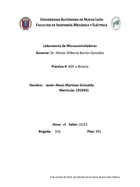 Practica 4 Adc A Binario Pdf Conversor Analógico A Digital
