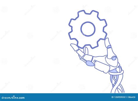 Robot Hand Holding Cog Wheel Virtual Assistance Repair Support Process
