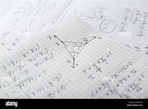 Sheets Of Paper With Different Mathematical Formulas Closeup Stock