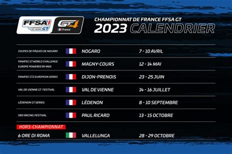 FFSA GT Calendrier 2023 Et Vive La France