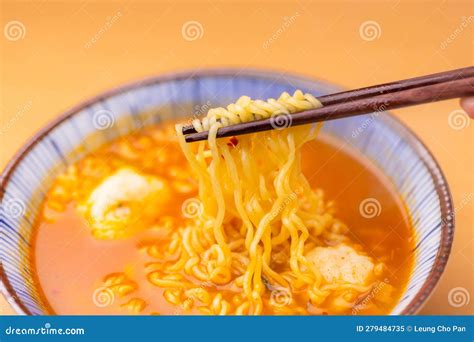 Spicy Korean Instant Noodles Stock Image Image Of Traditional Plate