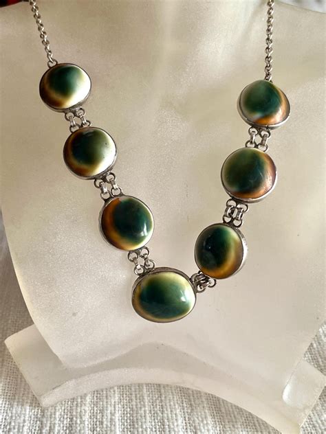 Antique Operculum Sterling Silver Necklace Etsy