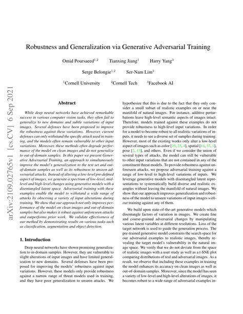 Pdf Robustness And Generalization Via Generative Adversarial Training