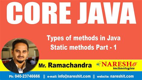 Core Java Tutorial Types Of Methods In Java Static Methods Part 1