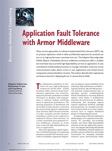 Pdf Application Fault Tolerance With Armor Middleware