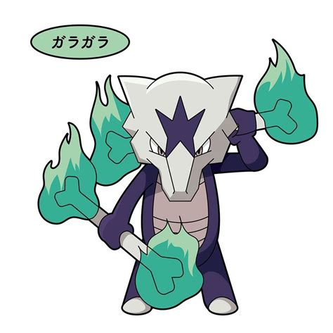 Yst On Instagram “ デコキャラシール風イラスト ・ガラガラ（アローラのすがた） ・持ち物：ふといほね ・性格：いじっぱり