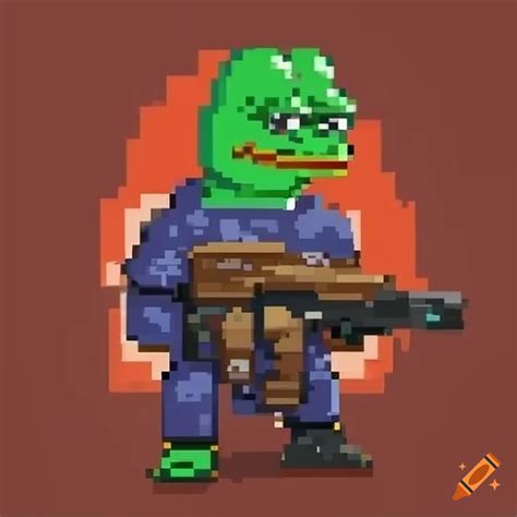Epic Pixel Art Poster Of Doomguy With Pepe Head On Craiyon
